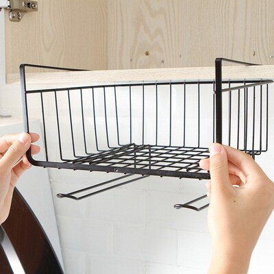 1PC Iron Cupboard Hanging Basket Closet Shelf Hook Cabinet