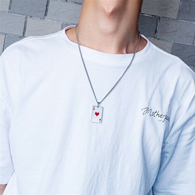 Titanium steel man necklace hip-hop hipster spades A