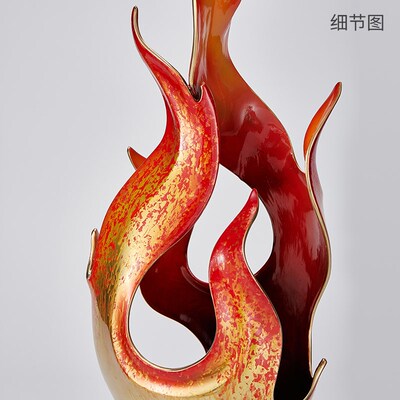 轻奢极简火焰雕塑摆件客厅玄关售楼处酒店大堂过道中式软装艺术品