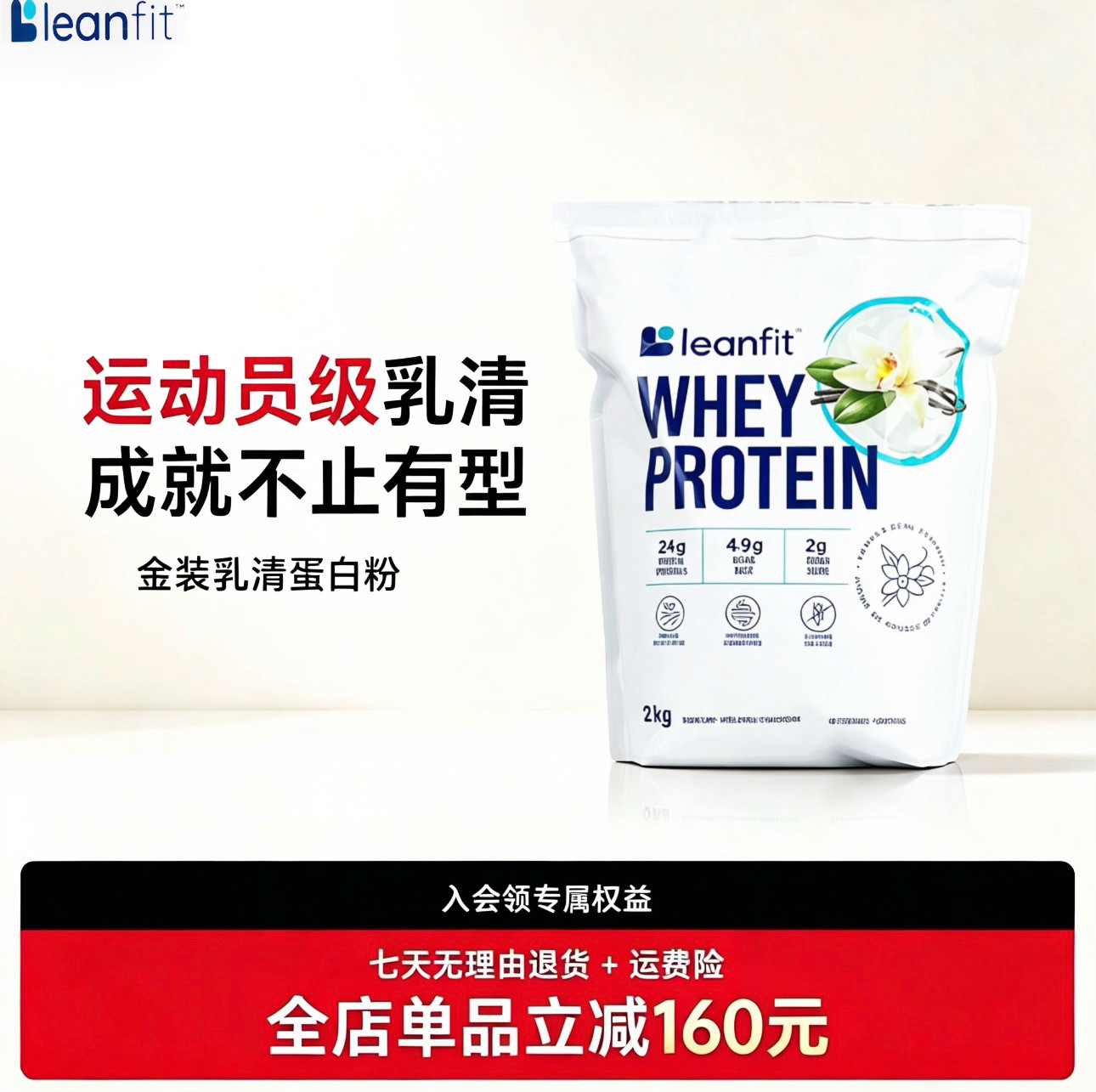 加拿大正品进口LeanFit分离乳清蛋白质粉健身增肌免疫力营养粉2kg