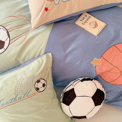 UFA送全抱枕！动风少年儿童棉水洗棉三四件套贴布刺绣运被床单套
