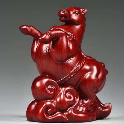 实木唐马饰摆件红木雕马工色艺品中式客厅装品ITF桌面摆设生肖摆