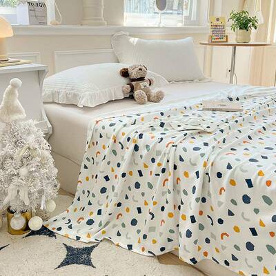 A类竹纤维夏盖季毯毛巾被子纯棉午毯可机洗卡通盖80823睡毯婴幼儿