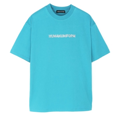 HUMANUNIFORM尤尼馥指定合作店铺 立体水晶钻饰T恤 湖蓝色