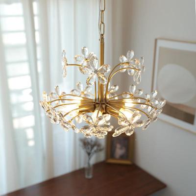 FXN法灯式全铜晶花瓣室吊灯复古浪水漫轻奢餐厅灯卧中古风卧室灯