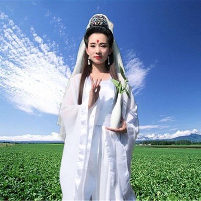 西游记观音菩萨套服装头饰发髻头纱玉净瓶演出服观世音服装道具