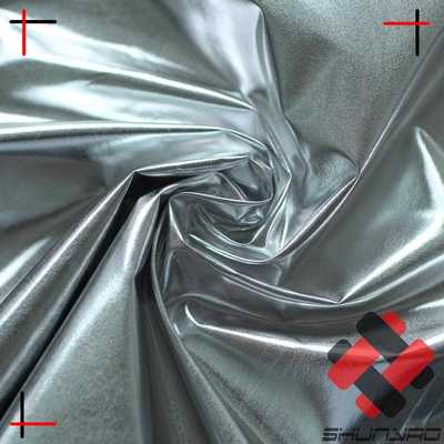 直销新款纺织 春亚纺烫银 现货银色面料 超光亮羽绒服棉袄布料
