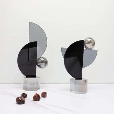 现代简约轻奢水晶几何艺术摆件客厅办公室展示柜样板间桌面装饰品