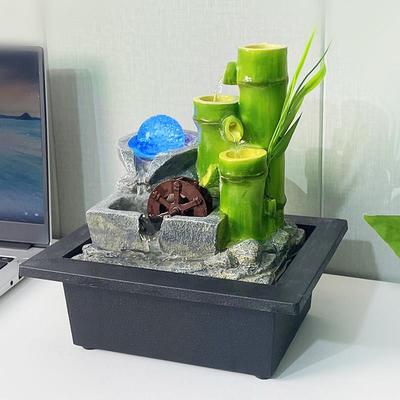 小型风水轮流水摆件循环水生财加湿器办公室客厅家居桌面喷泉装饰
