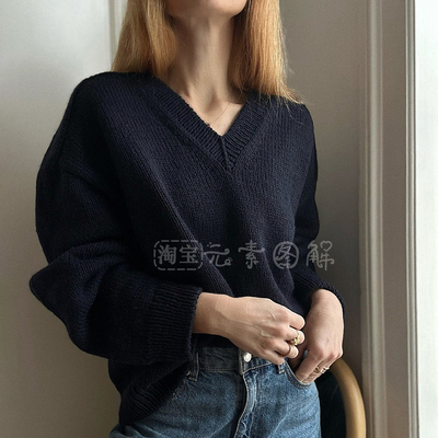 [英文]Sweater No. 30 V neck图解 女士V领套衫毛衣编织图解教程