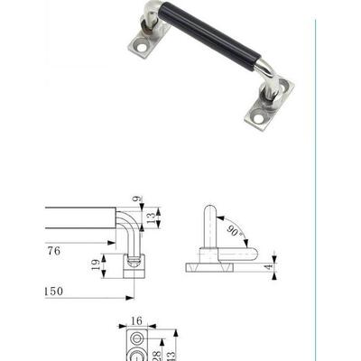 XAN01-L100/120不锈钢折叠拉手活动把手承重带胶套工业带板提手
