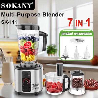 出口SOKANY111破壁机家用7in1搅拌器厨房料理机榨汁磨豆绞肉机