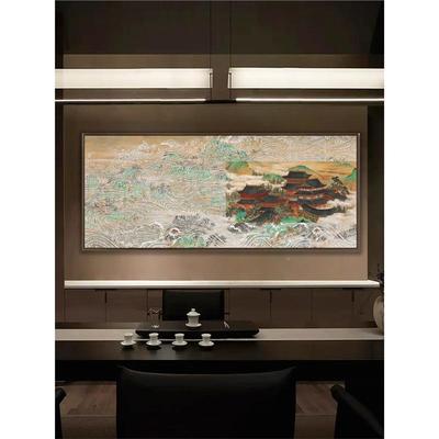 新中式客山厅水沙发背景装饰画厅风景壁画餐酒店大厅会46462议长