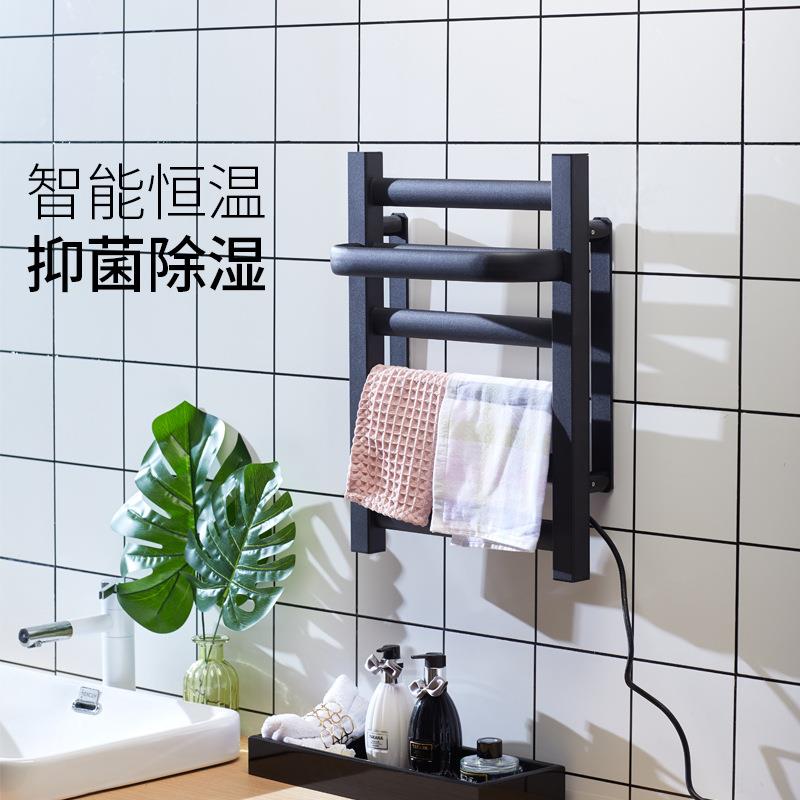 智能生卫间电热毛巾架干架免打碳纤烘维241家孔用置物壁挂浴巾架