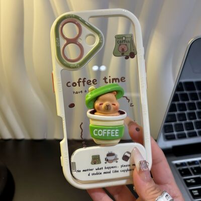 卡皮巴拉镜子支架新款适用苹果16pro手机壳iPhone15max13小米14华为mate70pura80k60荣耀300oppofindx7nova12