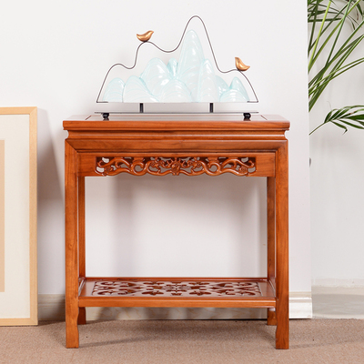 木质长方形中式边几角几边桌沙发边柜实木小茶几简约榆木桌鱼缸架