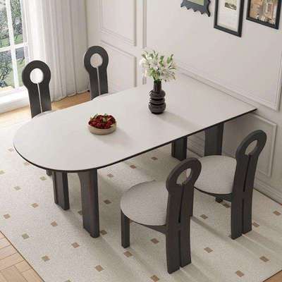 法式中古板餐桌家吃用小985户型拱门饭桌子奶油风岛半岩台靠墙省