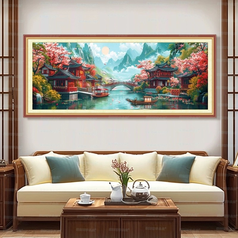 皇室蒙娜丽莎江南古韵十字绣2026年新款高端客厅古韵山水风景刺绣