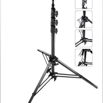 影视铝质支架04腿摄影三脚架黑色电影灯架加粗承重9公斤3.8米灯架