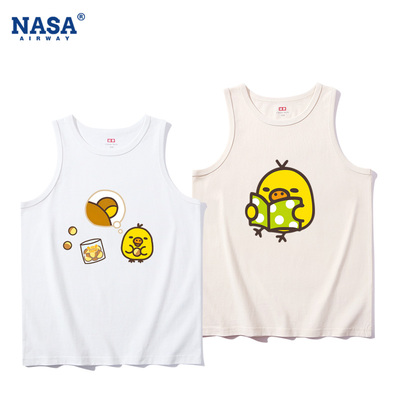 NASA联名联名轻松熊鼻孔鸡Kiiroitori表情包儿童吊带纯棉背心T恤