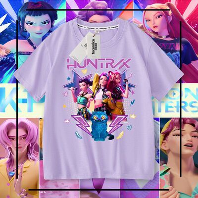亚马逊猎魔女团KPop Demon Hunters圆领短袖T恤休闲宽松儿童上衣
