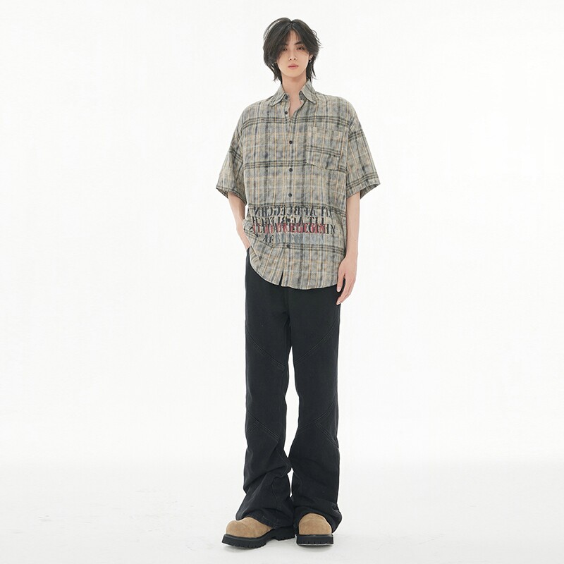 日系简约复古百搭阔腿牛仔裤男士2025年夏季新款vibe宽松直筒长裤
