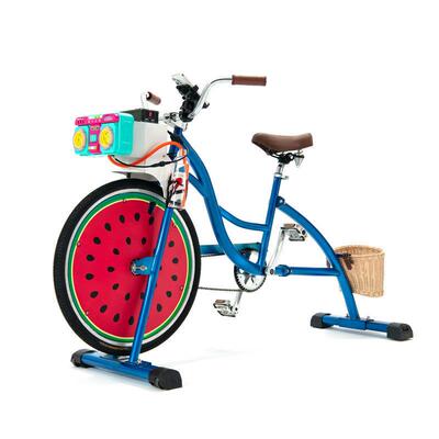 2024易喜EXI蓝色户外浪漫泡泡制造自行车人力脚踏供电自行车