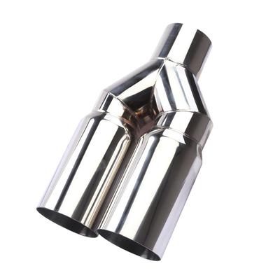 汽车尾喉63-76mmY型单层双出不锈钢尾喉一出二汽车改装双尾喉