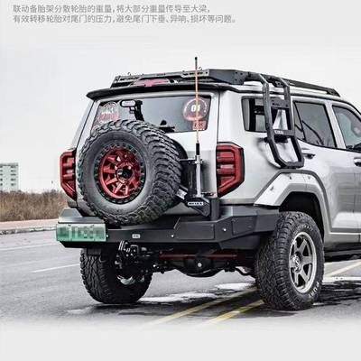 坦克400hi4t美卡联动备胎支架MK擎天后杠改装多功能牌照架倒车灯