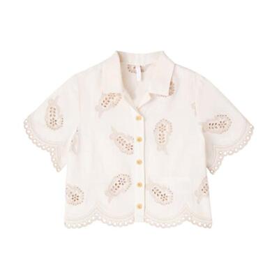 Zimmermann 兹默曼 女童 上衣 Rhiannon 马德拉刺绣棉质衬衫童装