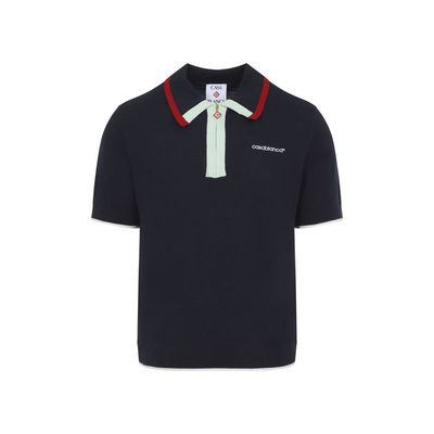 Casablanca 男士 FW26 上衣 海军蓝短袖针织运动Polo衫
