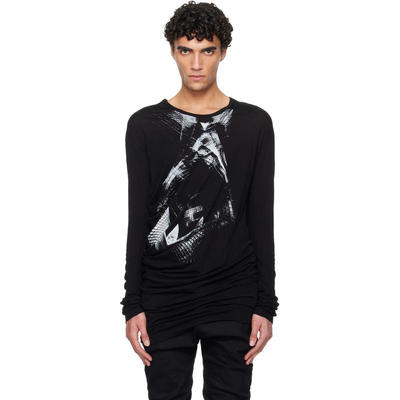 julius 男士 T恤 黑色 Numinous Print Curved T 恤