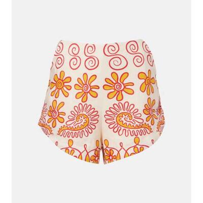 Cala De La Cruz 女士 短裤 Bahamas 印花亚麻短裤