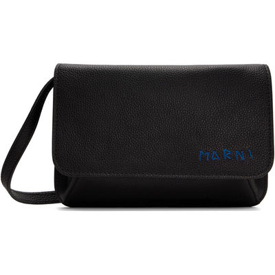 Marni 玛尼 男士 手拿包 黑色 Leather Marni Mending Embroidery