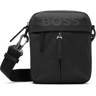 Boss 博斯 男士 SS25 单肩包 黑色 Faux-Leather Reporter 斜挎包