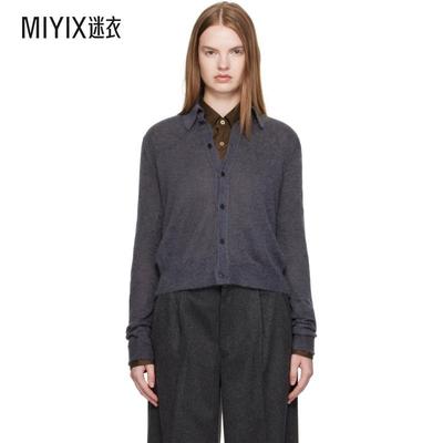 Auralee 女款灰色 Kid Mohair Sheer Knit Shirt 开衫 迷衣时尚