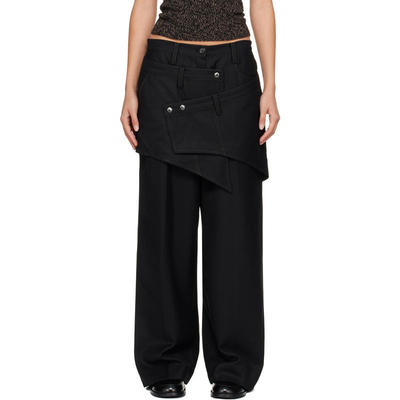 Andersson Bell 女士 长裤 黑色 Crossover Wrap Tailored