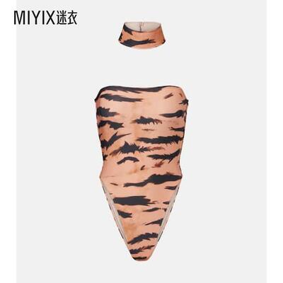 Adriana Degreas 女款x Sabine Getty 印花抹胸泳衣 迷衣时尚