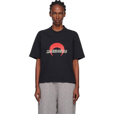 Marine Serre 女士 T恤 黑色 MS Sports Jersey Relaxed