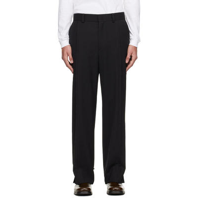 Solid Homme 男士 长裤 黑色 Panel Slit Wool