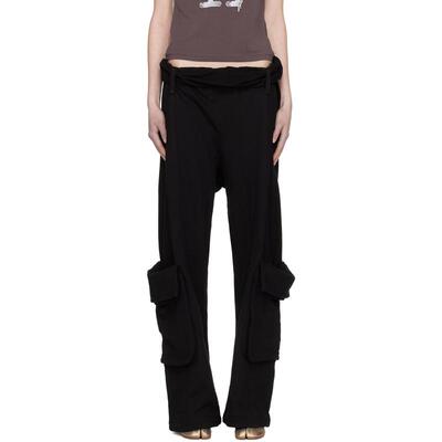 OPEN YY 女士 运动长裤 黑色 Rolled Waist Sweat 工装裤