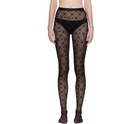 Marine Serre 女士 袜子 黑色 Recycled Mesh Flock 连裤袜