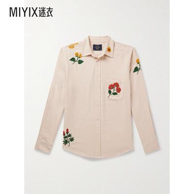 PORTUGUESE FLANNEL 男款刺绣有机棉质法兰绒衬衫 迷衣时尚