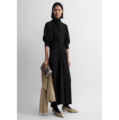 Totême 女士 FW26 中长连衣裙 Tie-detailed 垂褶卡迪长款连衣裙