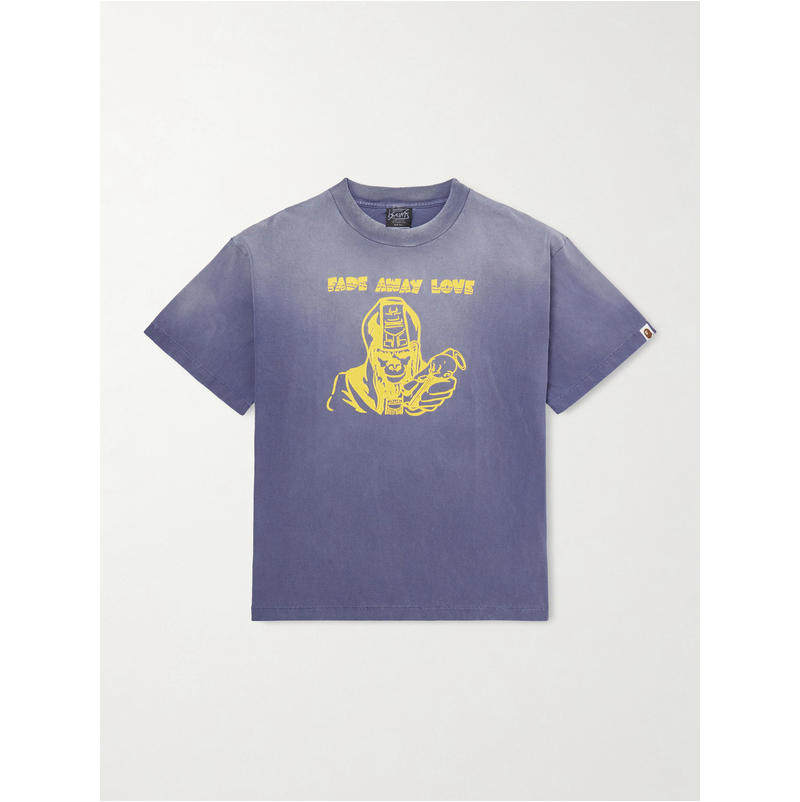 SAINT MXXXXXX 男士 FW26 T恤 + BAPE® 磨破印花棉针织