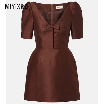 Shushu/Tong 女款蝴蝶结装饰迷你连衣裙 迷衣时尚