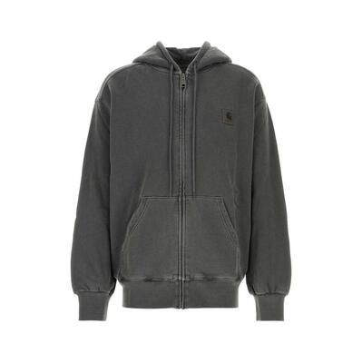 Carhartt WIP 卡哈特 男士 SS26 卫衣 Nelson 木炭色棉质连帽夹克
