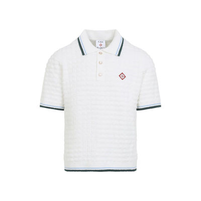 Casablanca 男士 FW26 上衣 白色珠皮呢短袖针织Polo衫