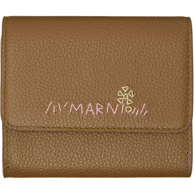 Marni 玛尼 男士 卡包 Marni 卡其色 Marni Mending Leather Flap