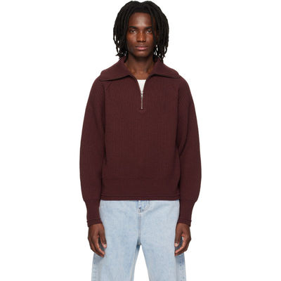 Entire Studios 男士 卫衣 酒红色 Blimp Quarter Zip 毛衣